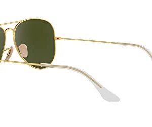 Ray-Ban RB3025 Classic Aviator Sunglasses, Matte Gold/Green Mirrored Fuchsia, 58 mm