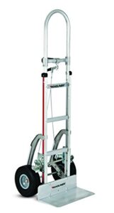 magliner npk13cg2c5 aluminum paddle brake hand truck, single pin handle, extruded aluminum nose plate, 10" microcellular foam wheels, 500 lb capacity, 40" length, 12" height, 14" width, silver