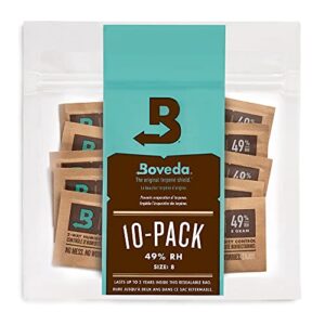 boveda 49% two-way humidity control packs for music bows & small woodwinds – size 8 – 10 pack – moisture absorbers for small instrument cases – humidifier packs – hydration packets in resealable bag