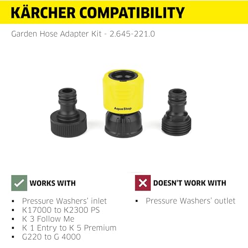 Kärcher Garden Hose Adapter Kit for Electric and Gas Pressure Washers, Quick Connect Fitting, Water Flow Regulating