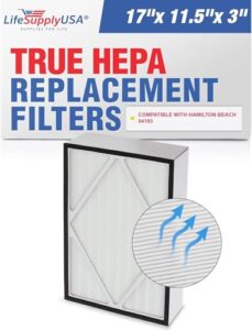 lifesupplyusa true hepa air cleaner filter replacement compatible with hamilton beach 04162 and 04156 trueair high-efficiency air cleaners