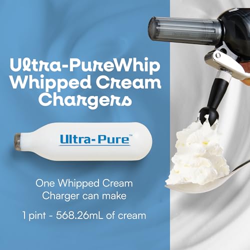 Ultra-Purewhip N2O Cream Chargers - 8g Premium Stainless Steel Whipped Cream Charger Cartridges for Major Whip Cream Makers - Pure & Flavor Neutral N2O Chargers with Long Shelf Life - 240 Pack