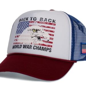 Back To Back World War Champs Eagle Unisex-Adult Trucker Hat -One-Size (Royal/Red)