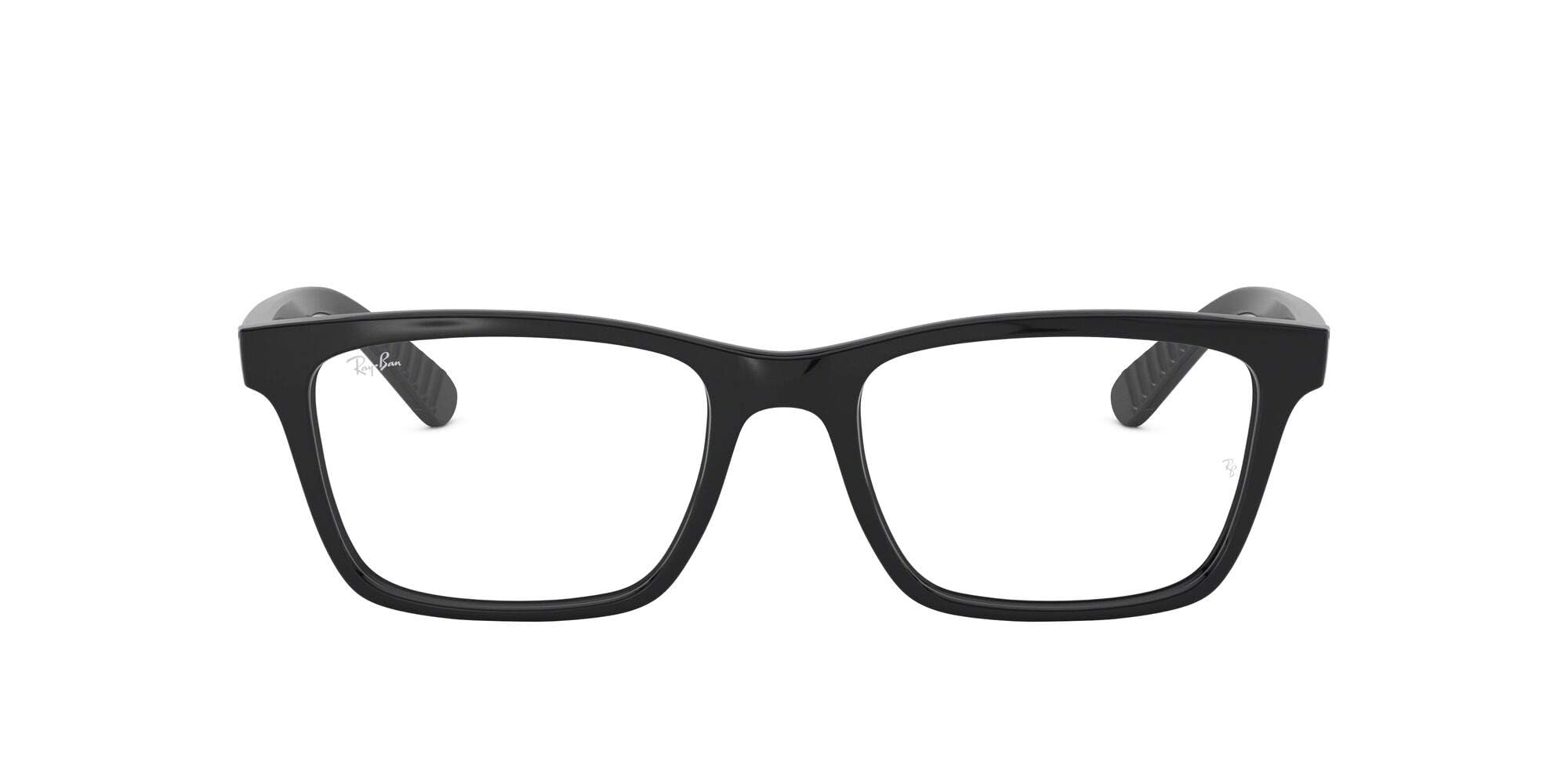 Ray-Ban RX7025 Square Prescription Eyeglass Frames, Black/Demo Lens, 53 mm