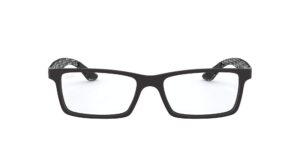 ray-ban rx8901 rectangular prescription eyeglass frames, demi gloss black/demo lens, 53 mm