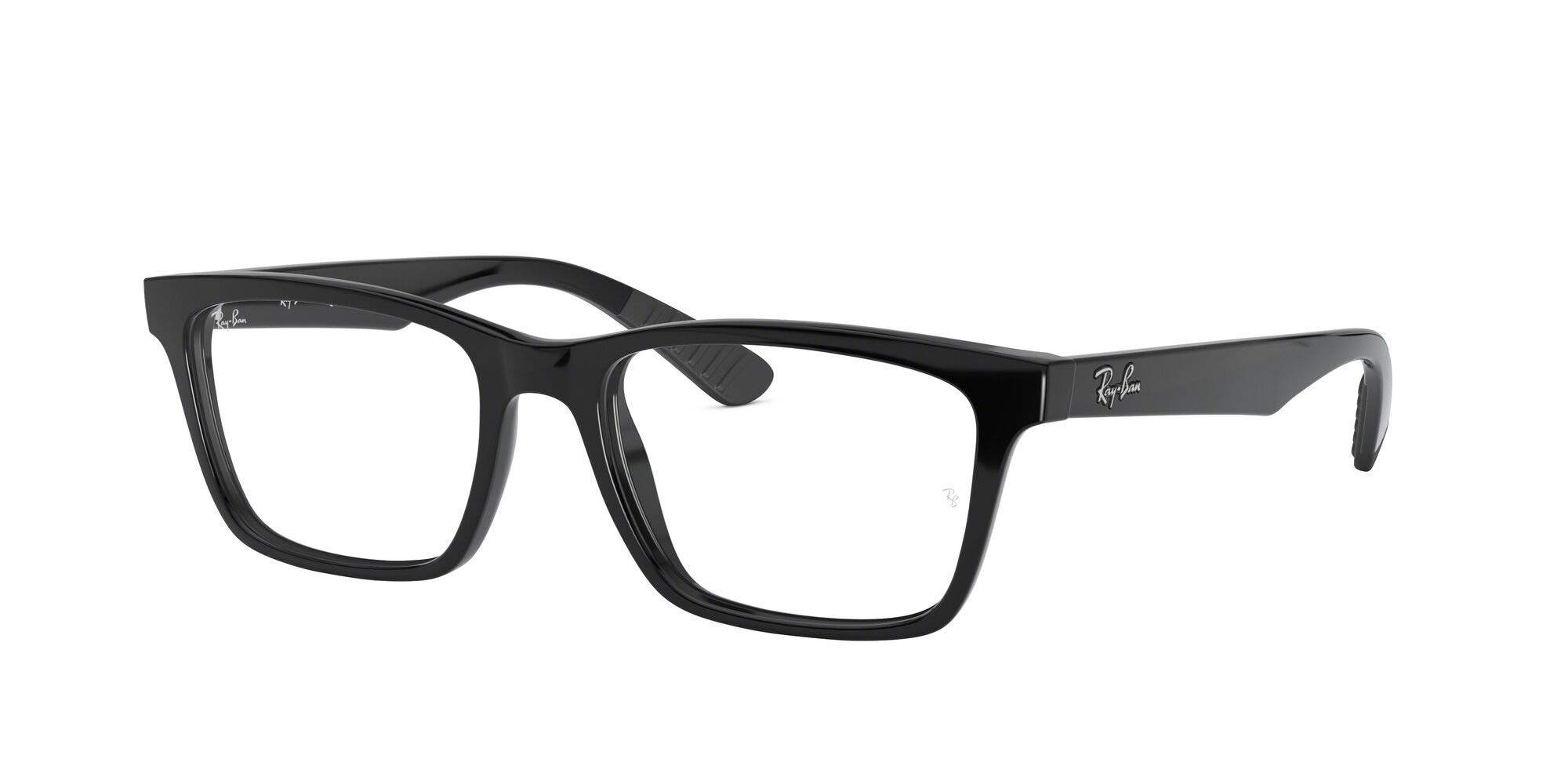 Ray-Ban RX7025 Square Prescription Eyeglass Frames, Black/Demo Lens, 53 mm