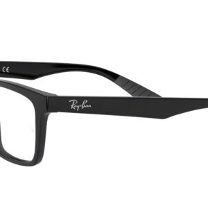 Ray-Ban RX7025 Square Prescription Eyeglass Frames, Black/Demo Lens, 53 mm