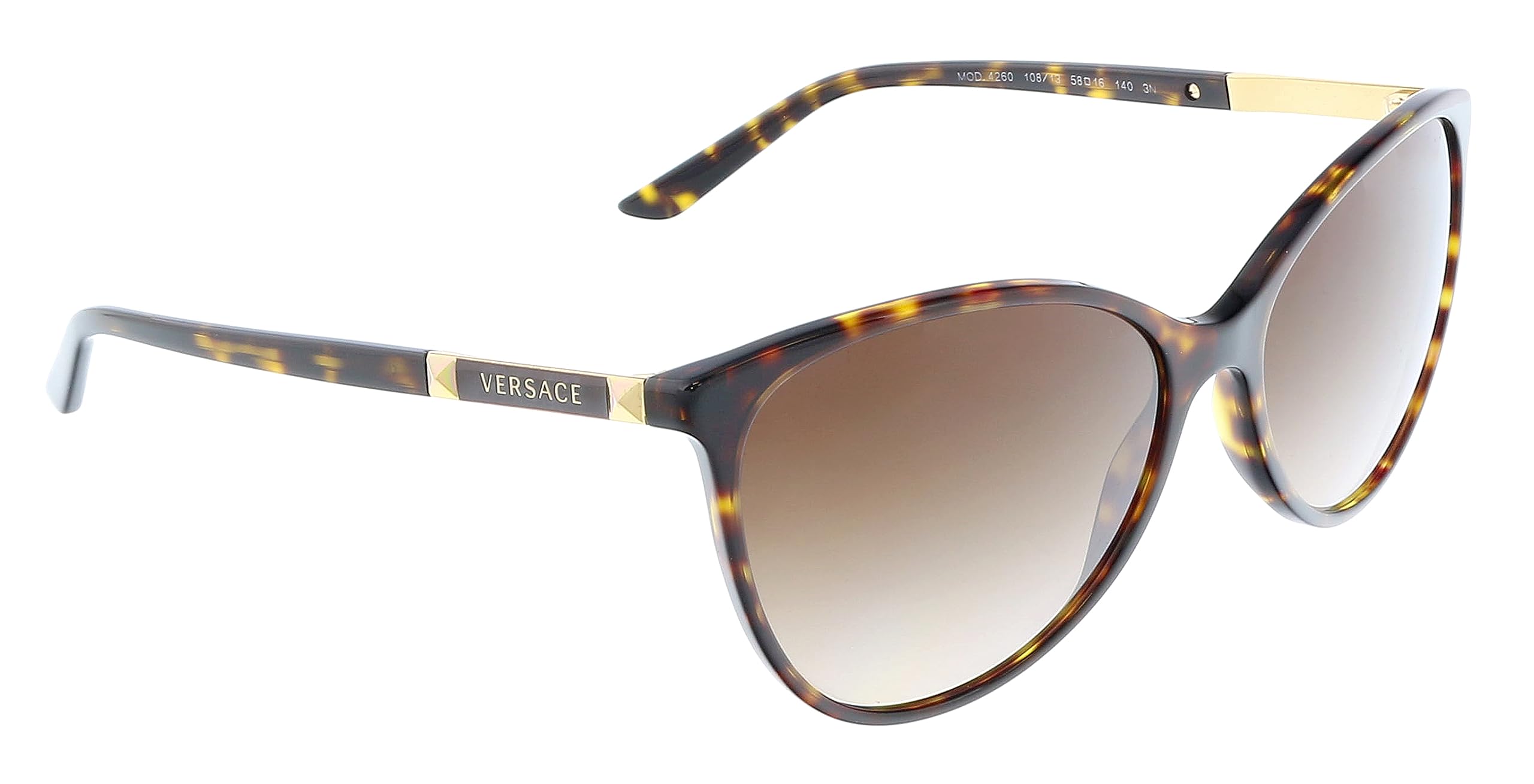 Versace VE 4260 108/13 Havana Plastic Cat Eye Sunglasses Brown Gradient Lens