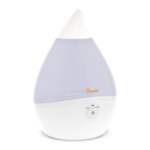 crane droplet ultrasonic small air humidifiers for bedroom and office, 0.5 gallon cool mist humidifier for plants and home, humidifier filters optional, white