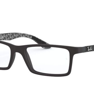 Ray-Ban RX8901 Rectangular Prescription Eyeglass Frames, Demi Gloss Black/Demo Lens, 53 mm