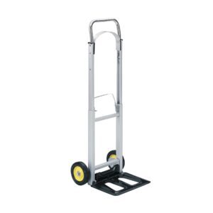 safco products hide-away fold up collapsible utility hand truck, 250 lb capacity, aluminum frame, steel toe plate, 2 6" smooth rolling rubber wheels