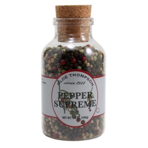 olde thompson pepper supreme, whole pepper blend with white, black, pink, green peppercorns, 5.8 oz