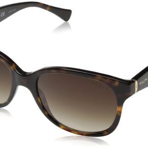 Ralph by Ralph Lauren Women's RA5191 Cat Eye Sunglasses, Shiny Dark Havana/Gradient Brown, 55 mm