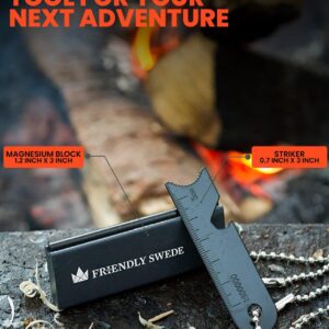 The Friendly Swede Magnesium Fire Starter Kit - Firestarter, Flint and Steel Fire Starter Kit, Flint Fire Starter Survival Tool, Camping Fire Starter, Fire Steel, Flint Striker, Fire Striker (3 Pack)