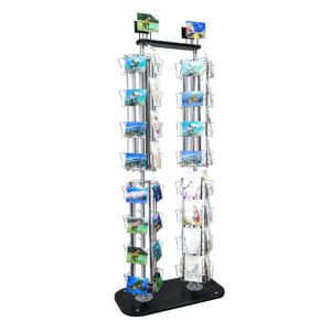 fixturedisplays® dvd, cd, blueray, literature,greeting card postcard rack display high capacity 64 adjustable pockets 5.1" to 10.6" wide, up to 8" tall cards 11875