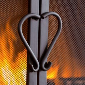 Plow & Hearth Metal Fireplace Screen Scrollwork Black | 38" W x 31½"H | 2 Door | Spark Guard Grate | Fire Place Cover | Wood Burning Stove Accessories