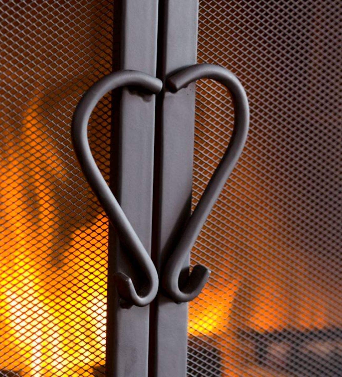 Plow & Hearth Metal Fireplace Screen Scrollwork Black | 38" W x 31½"H | 2 Door | Spark Guard Grate | Fire Place Cover | Wood Burning Stove Accessories