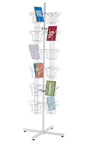 White 48 Pocket Greeting Card Display Rack with Top Sign Holder 65 H x 16 D