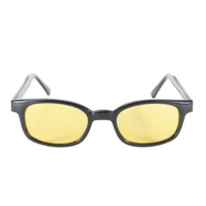 Original X-KD's Biker Shades Sunglasses Black Frames w/Yellow Lenses