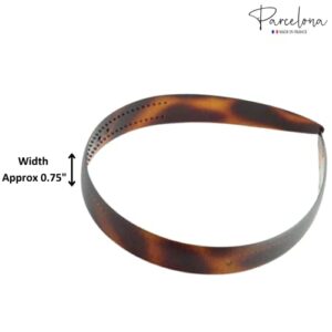 Parcelona French Wide 3/4" Tortoise Shell Brown Celluloid Headband Women Hair Accessories, Made in France