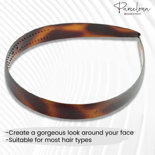 Parcelona French Wide 3/4" Tortoise Shell Brown Celluloid Headband Women Hair Accessories, Made in France