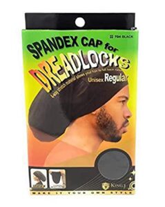 king.j regular size unisex spandex cap for dreadlocks, black, 1 count