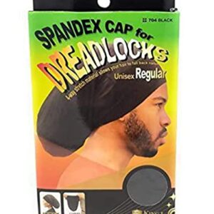 King.J Regular Size Unisex Spandex Cap For Dreadlocks, Black, 1 Count