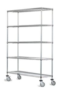 omega 24" deep x 48" wide x 60" high 5 tier chrome wire shelf truck with 800 lb capacity