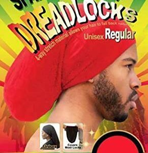 King.J Regular Size Unisex Spandex Cap For Dreadlocks, Black, 1 Count