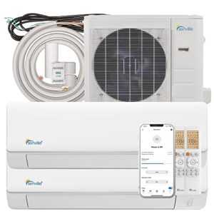 senville sena-18hf/d dual zone mini split air conditioner heat pump, 18000 btu, works with alexa, white