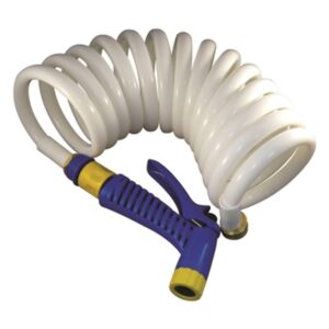 marpac new marine boat coiled washdown hose with nozzle 1/2 x 15 7-0422