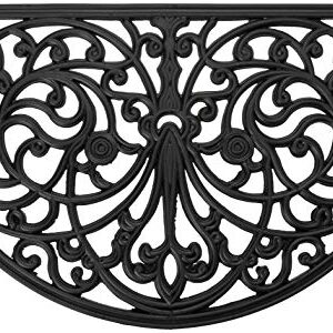 Wrought Iron Rubber Door Mat, Ironworks - 18 Inch Width, 30 Inch Length - Durable, Easy to Clean & Decorative Outdoor Welcome Mats - Heavy Duty for All Weather - Doormat Traps Dirt, Debris, & Mud