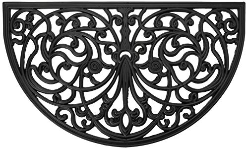 Wrought Iron Rubber Door Mat, Ironworks - 18 Inch Width, 30 Inch Length - Durable, Easy to Clean & Decorative Outdoor Welcome Mats - Heavy Duty for All Weather - Doormat Traps Dirt, Debris, & Mud