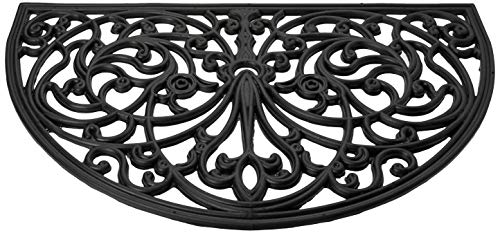 Wrought Iron Rubber Door Mat, Ironworks - 18 Inch Width, 30 Inch Length - Durable, Easy to Clean & Decorative Outdoor Welcome Mats - Heavy Duty for All Weather - Doormat Traps Dirt, Debris, & Mud