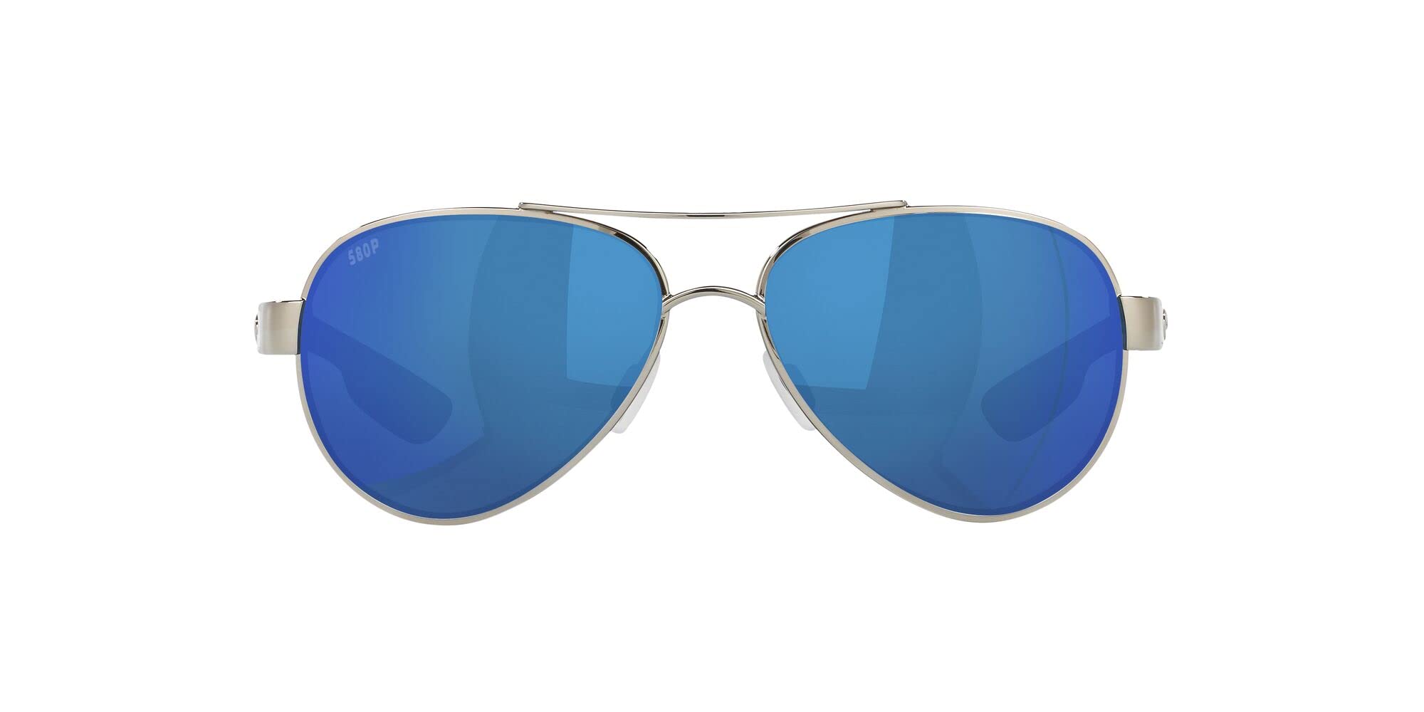 Costa Del Mar Womens Loreto Aviator Sunglasses, Palladium/Grey Blue Mirrored Polarized-580P, 56 mm