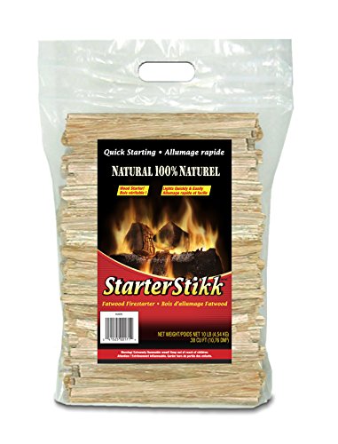 Pine Mountain, Fatwood StarterStikk, Natural Firestarting Sticks for Campfire, Fireplace, Wood Stove, Fire Pit, Indoor & Outdoor Use, 10 Pound