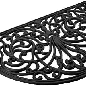 Wrought Iron Rubber Door Mat, Ironworks - 18 Inch Width, 30 Inch Length - Durable, Easy to Clean & Decorative Outdoor Welcome Mats - Heavy Duty for All Weather - Doormat Traps Dirt, Debris, & Mud