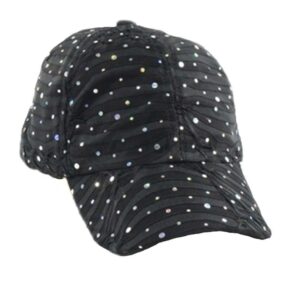 glitter sequin sparkle bling game baseball cap hat sun visor (black)