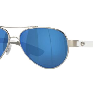 Costa Del Mar Womens Loreto Aviator Sunglasses, Palladium/Grey Blue Mirrored Polarized-580P, 56 mm