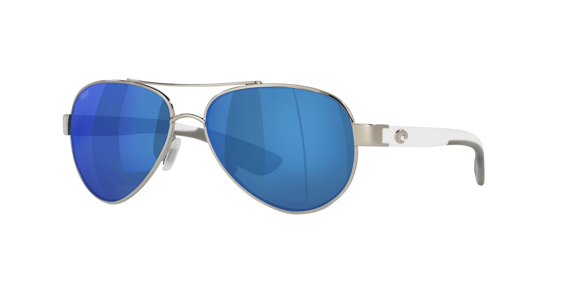 Costa Del Mar Womens Loreto Aviator Sunglasses, Palladium/Grey Blue Mirrored Polarized-580P, 56 mm