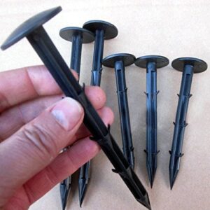 kinglake 30 pcs 4.3 inch sturdy plastic stakes anchors rustproof for holding down landscape fabric lawn edging,tents,game nets and rain tarps black