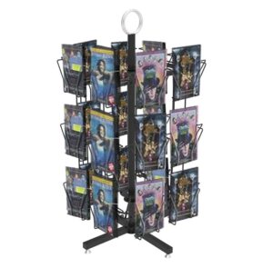 fixturedisplays® 24 pocket 5x7 greeting card rack post card birthday christmas holiday display rack stand countertop tabletop spinner rack 15128