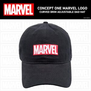 Marvel Logo Cotton Adjustable Dad Hat, Black, One Size