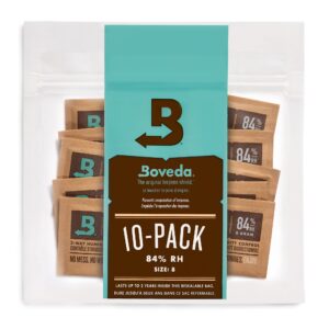 boveda wooden music instruments - 84% rh 2-way humidity control - size 8 for wooden instruments – protects all wood instruments for optimal sound – prevents cracking & warping of guitars – 10 count