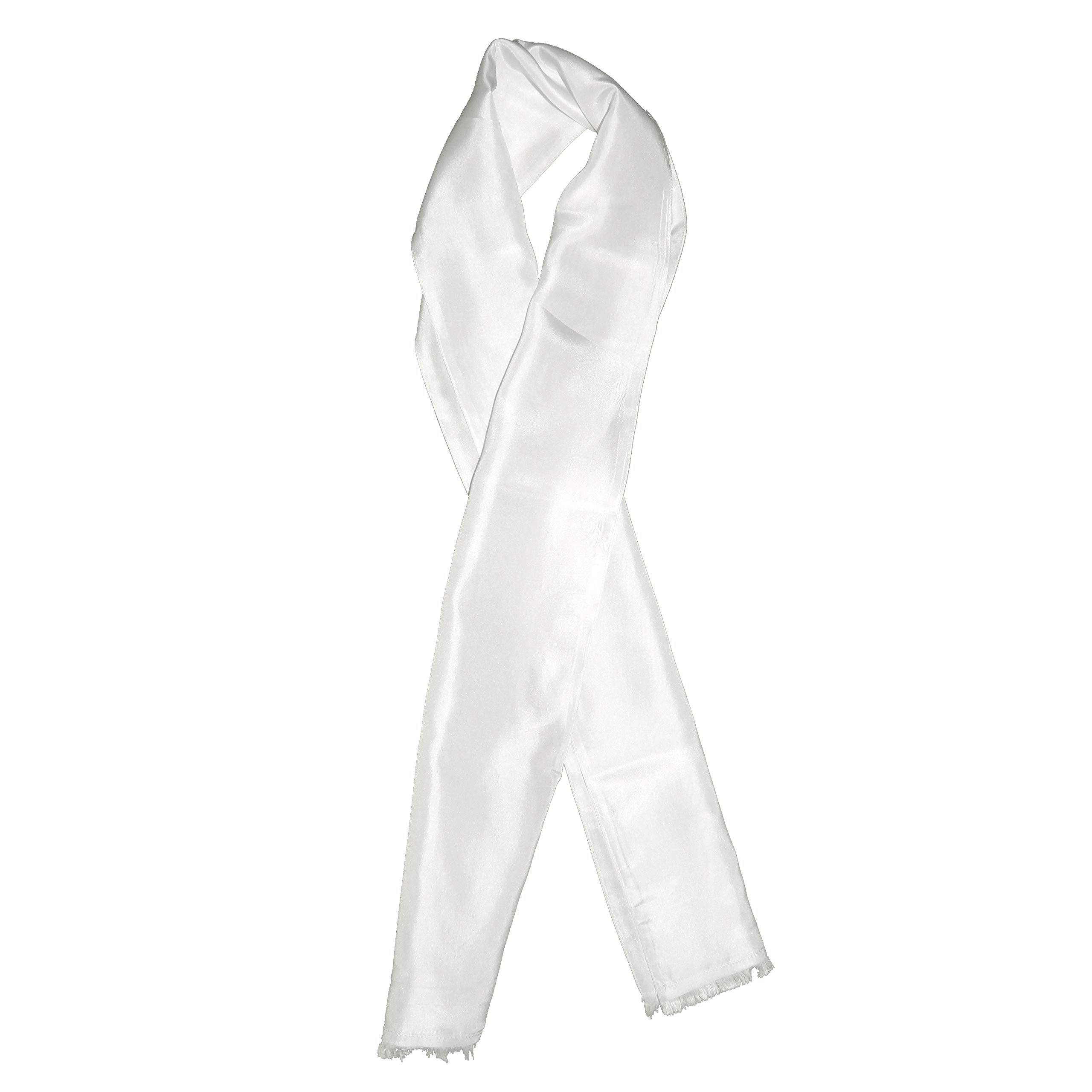 Royal Silk Dashing White Silk Aviator Scarf Pure 100% Silk – 8” x 60”