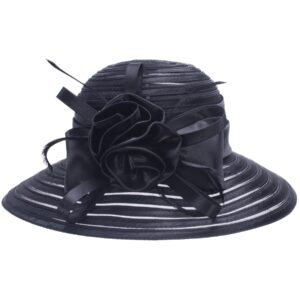 womens satin church wedding occasion sun hat a214 (black)