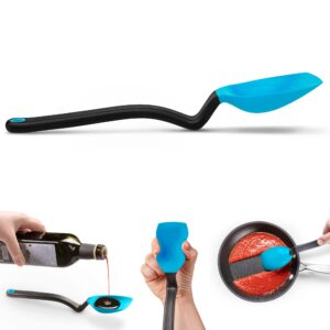 dreamfarm supoon | non-stick silicone sit up scraping & cooking spoon with measuring lines | dreamfarm blue