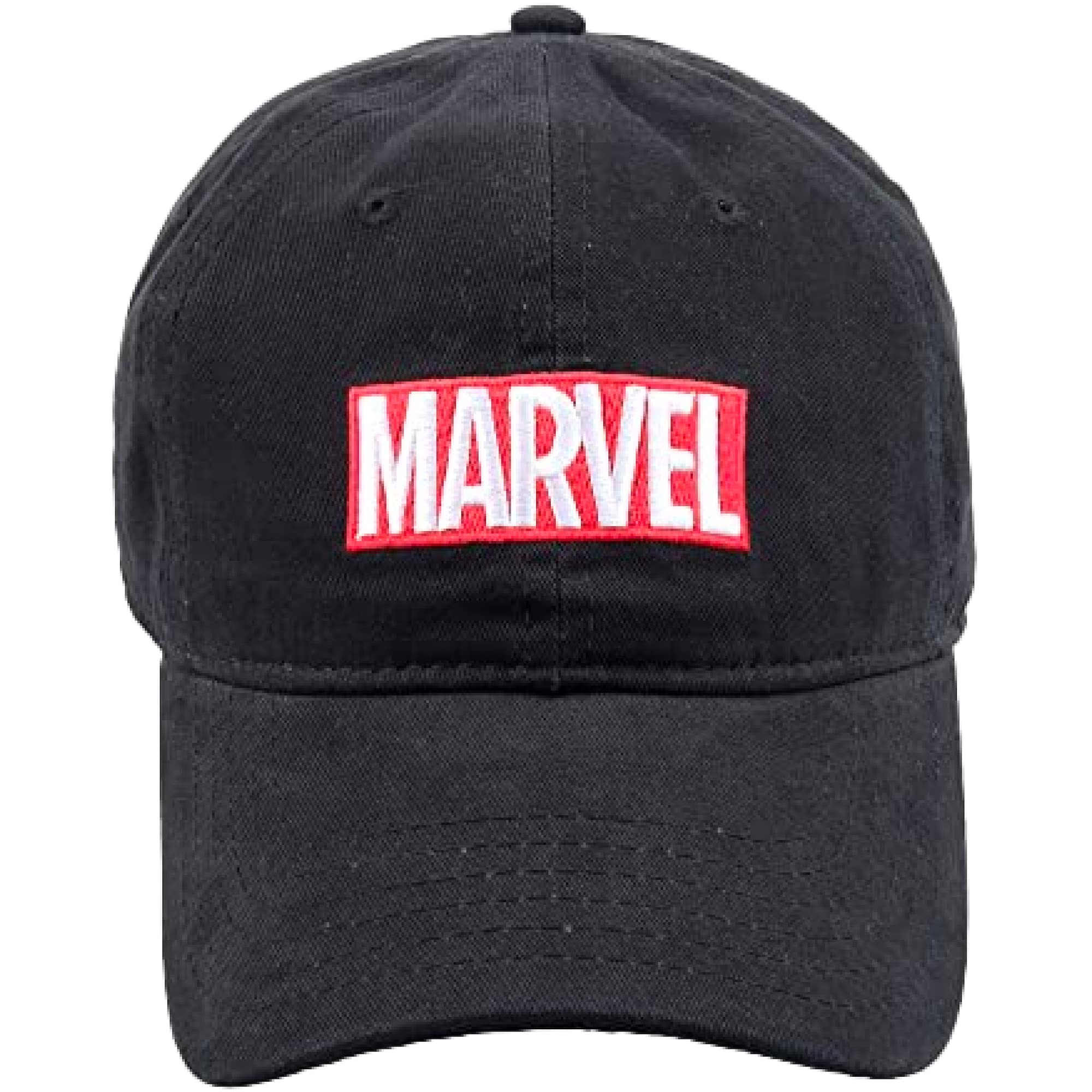 Marvel Logo Cotton Adjustable Dad Hat, Black, One Size