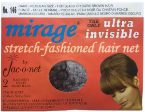 jac-o-net hair net mirage ultra-invisible dark,2 per pack [pack of 12]