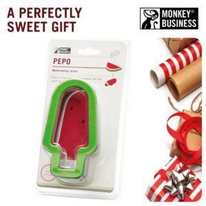 Monkey Business Pepo Watermelon Popsicle Cutter Mold, Stainless Steel Watermelon Slicer, Fun Popsicle Shape Sandwich and Cookie Cutter for Fruits